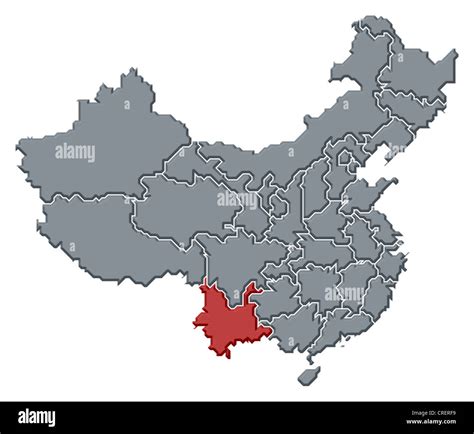 Political Map Of China With The Several Provinces Where Yunnan Is