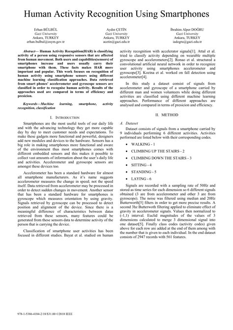 PDF Human Activity Recognition Using Smartphones