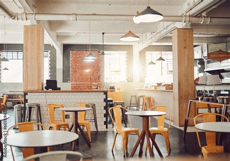 Empty Interior Design Of Modern Restaurant And Open Space With A Lens