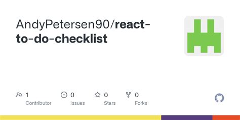 GitHub AndyPetersen90 React To Do Checklist