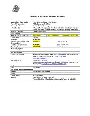 Fillable Online Pfc Gov RFP Power Finance Corporation Limited