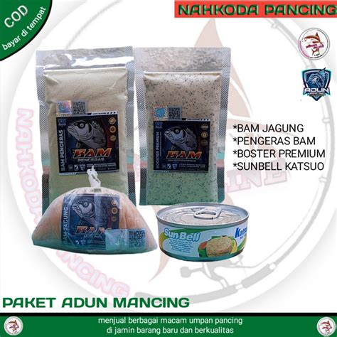 Jual Bam Adun Mancing Paket Umpan Booster Pengeras Sunbell Bam Jagung Cocok Untuk Ikan Mas