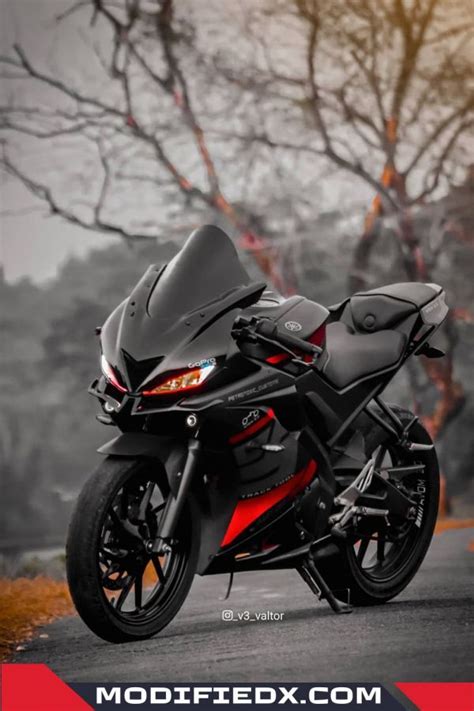 Black Red Modified Yamaha R15 V3 With Custom Decals