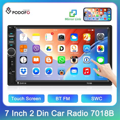 Podofo 2din Autoradio 7 Bt Touchscreen Video MP5 Player Lenkrad Remote Mirror Link USB Schnitts