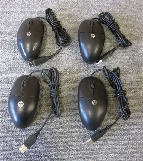 Joblot 4 Hp 590509 002 537749 001 Usb Wired 2 Button Optical Scroll Mouse Black
