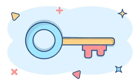 Premium Vector Key Icon In Comic Style Password Cartoon Vector