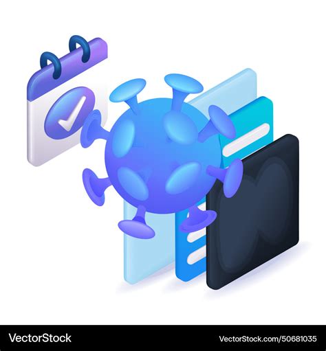 D Isometric Cartoon Icon Of The Flu Virus Vector Image