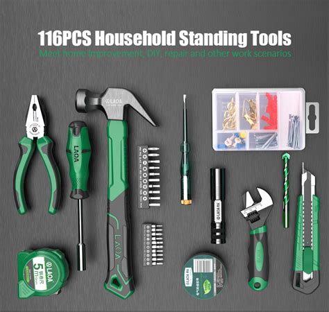 LAOA 116pcs Household Toolbox Set Multi Functional Hardware