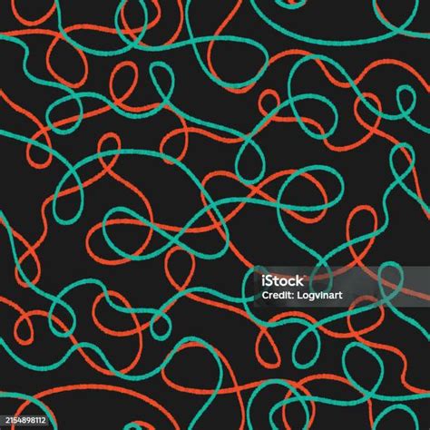 곡선 선 낙서 완벽 한 패턴입니다 추상 색상 구불구불한 현대적인 배경 와 연속적인 선 섬유 직물 벽지 포장 스크랩북 및 포장용 잉크 또는 목탄 인쇄 0명에 대한 스톡 벡터