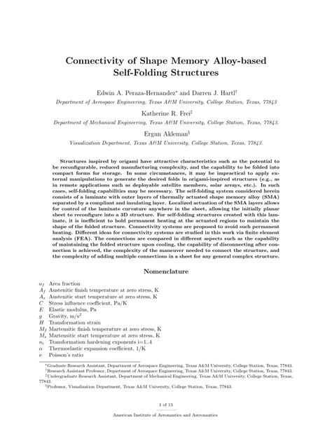 pdf connectivity of shape memory alloy based self folding structures
