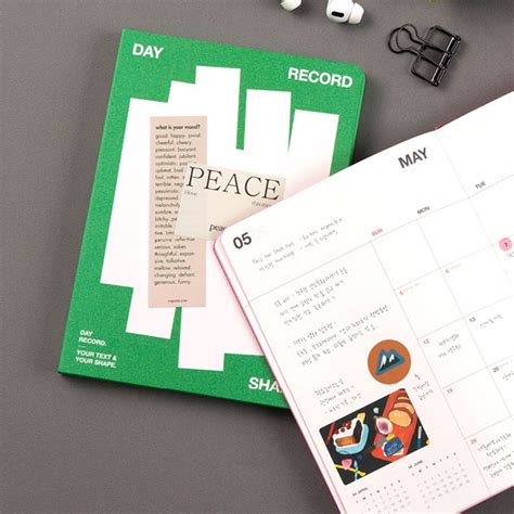 근처문구점 2024 먼슬리 다이어리 일기장 노트 빈티지 불렛저널 월간 플래너 대학생 스케줄러 그린라인 위시버킷