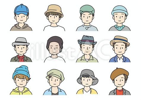いろんな帽子をかぶっている男の人たちイラスト No 22999986｜無料イラスト・フリー素材なら「イラストac」