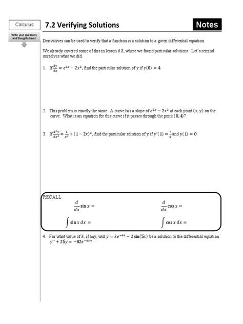 Calc 7 2 Packet Pdf Differential Equations Equations