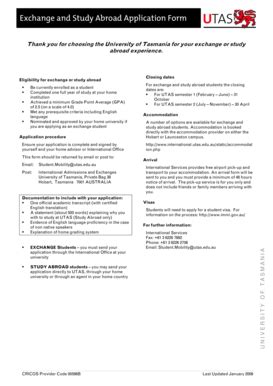 Fillable Online Incoming Exchange And Study Abroad Application Form