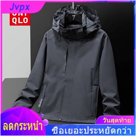 Uniqlo เสื้อแจ็กเก็ตกันฝน แบบนิ่ม ทรงหลวม กันน้ํา ขนาดใหญ่ คุณภาพสูง สําหรับผู้ชาย 2022 ไซซ์ L