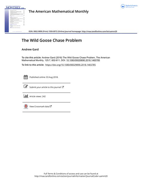 Pdf The Wild Goose Chase Problem