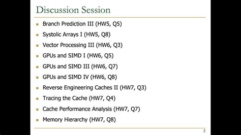 Digital Design And Computer Architecture Discussion Session Ii Eth Zürich Spring 2020 Youtube