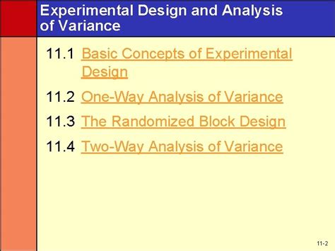 Chapter Experimental Design And Analysis Of Variance