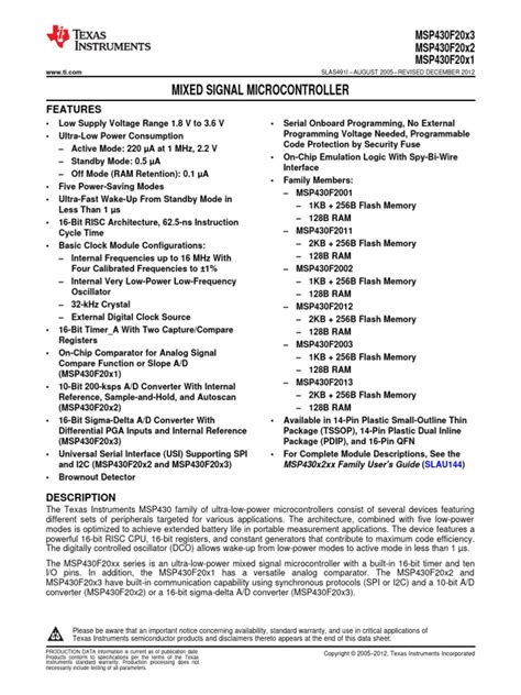 Msp 430 F 2013 Pdf Analog To Digital Converter Microcontroller