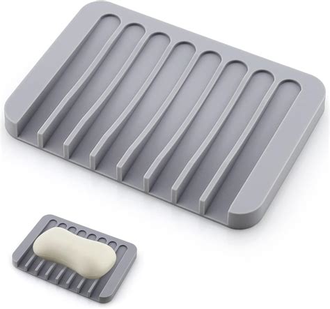 Gris Porte Savon En Silicone Pour Salle De Bain Porte Savon De Cuisine Porte Savon De