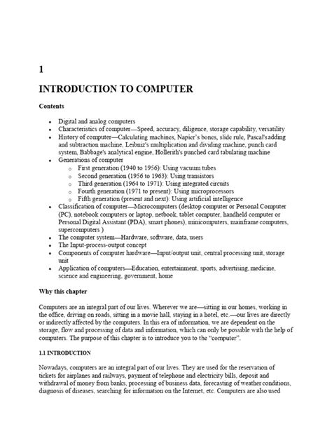 Unit 1 Introduction To Computer Pdf Input Output Microcomputers