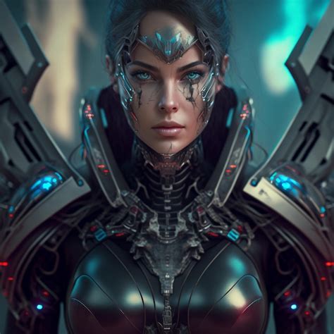 Premium Ai Image Generative Ai Fantasy Scifi Cyborg Woman