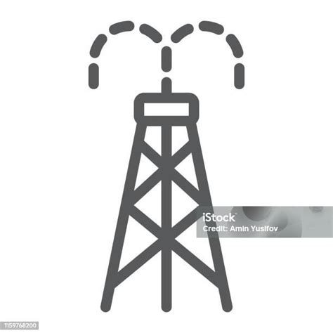 石油井架線圖示塔和工業石油鑽機標誌向量圖形白色背景上的線性圖案向量圖形及更多10號圖片 10號 一個物體 互聯網 Istock