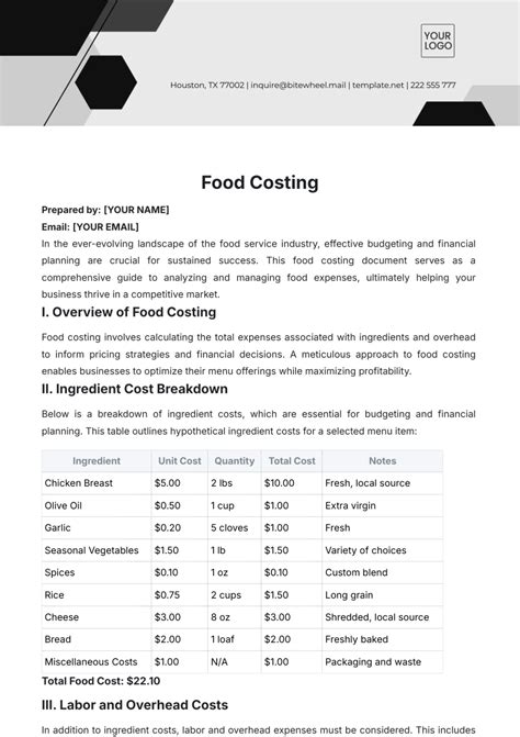 Free Cost Summary Sheet Template To Edit Online