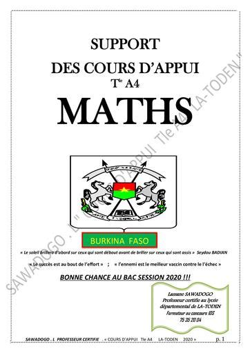 DOC DE MATHS Tle A4 BF By Tehua Pdf