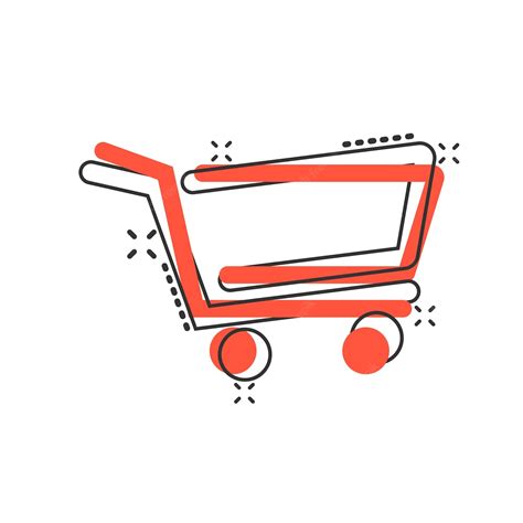 Premium Vector Shopping Cart Icon In Comic Style Trolley Cartoon