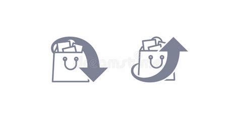 Add And Remove Products From The Shopping Bag Icon Set Stock Vector