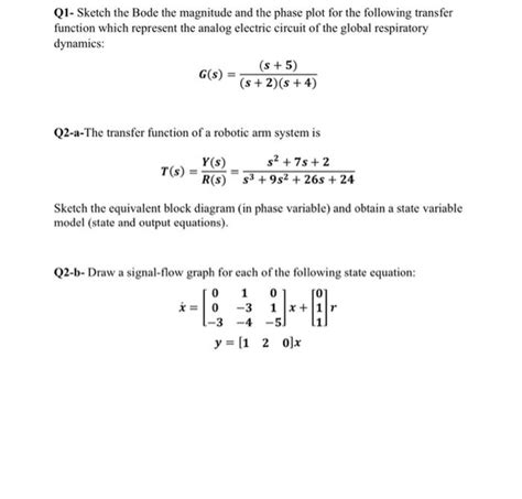 solved q1 sketch the bode the magnitude and the phase plot