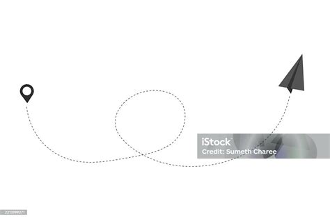 종이 비행기 점선 경로 플랫 스타일 디자인 평면 아이콘은 시작 핀 포인트에서 점선으로 끝납니다 비행기 경로 추적 비행 항공지도는 흰색 배경에 격리되어 있습니다 0명에 대한