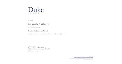 Ankush Rathore On Linkedin Completion Certificate For Blockchain Business Models