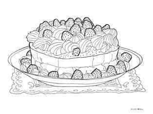 ショートケーキの塗り絵の下絵画像