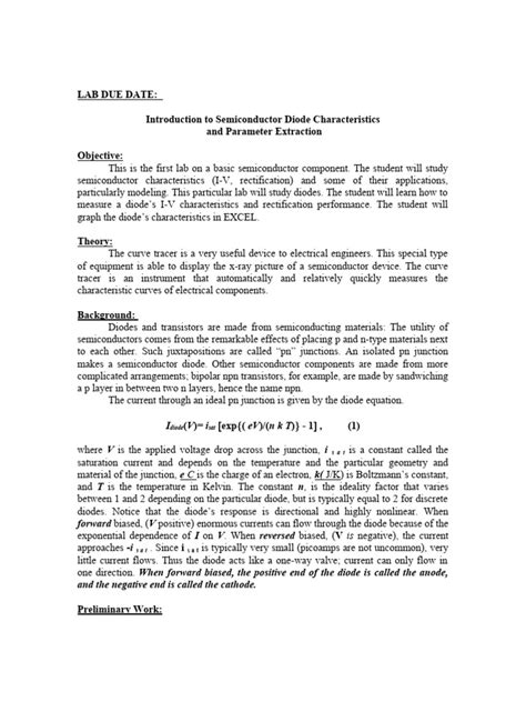 Introduction To Semiconductor Diode Characteristics And Parameter Introduction To Semiconductor Diode Characteristics And Parameter