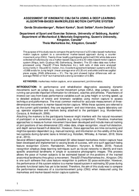 Pdf Assessment Of Kinematic Cmj Data Using A Deep Learning Algorithm Based Markerless Motion