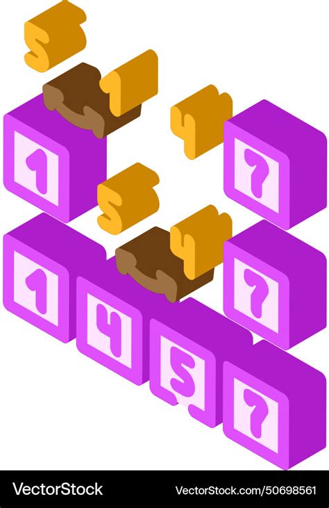 Insertion Sort Algorithm Isometric Icon Royalty Free Vector