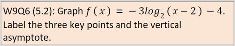 solved w9q6 5 2 graph f x 3log2 x 2 4 label the three