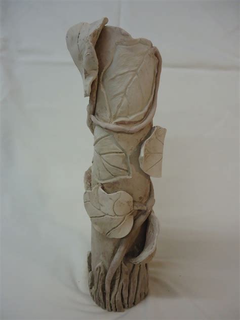 Handbuilt Greenware Leaf Vase Another View Michael MacDonald