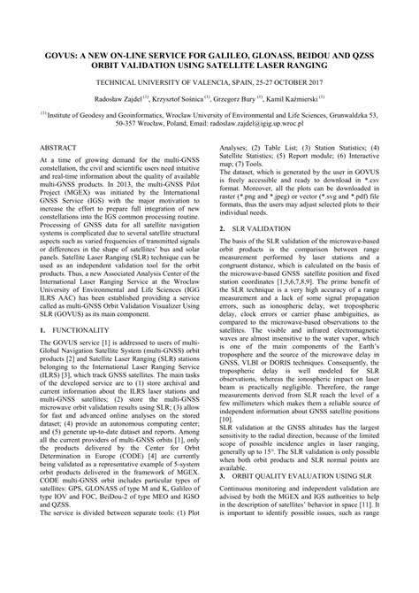 Pdf Govus A New On Line Service For Galileo Glonass Beidou And