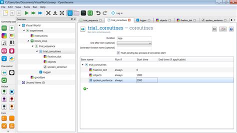 Visual World Opensesame Documentation