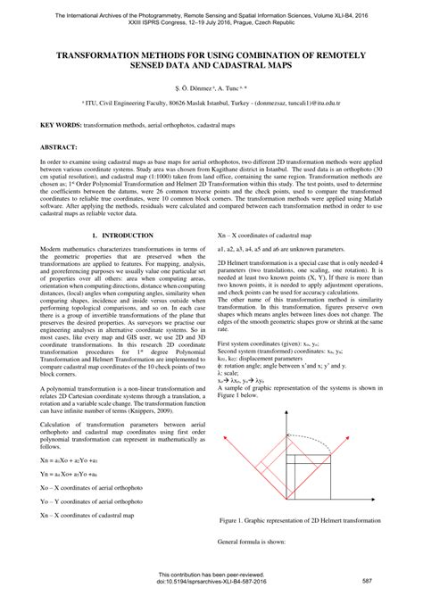 Pdf Transformation Methods For Using Combination Of Remotely Sensed