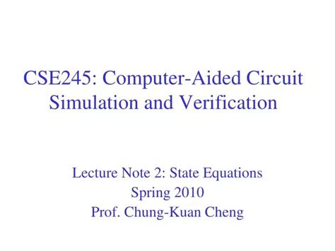 Ppt Cse245 Computer Aided Circuit Simulation And Verification Powerpoint Presentation Id