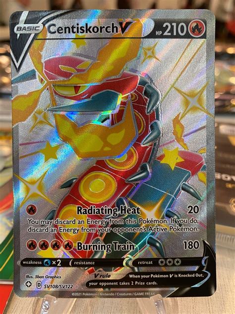 2021 Pokemon Centiskorch V Shining Fates Sv108 Of Sv122 Holo Mint
