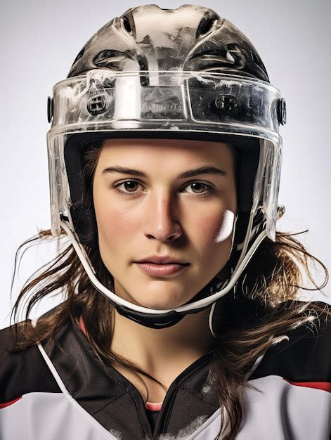 Premium Ai Image Dynamic Female Ice Hockey Player Ai Generated