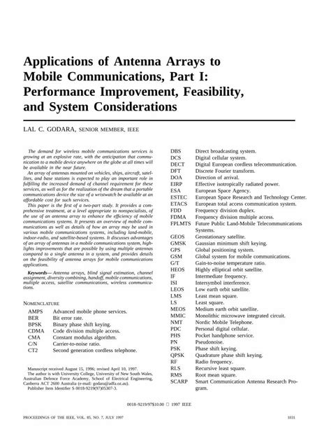 Pdf Applications Of Antenna Arrays To Mobile Communications Wsl