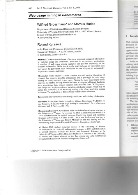 Pdf Web Usage Mining In E Commerce