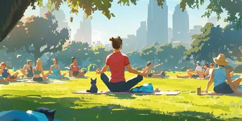 Premium Photo Group Of Adults Attending A Yoga Class Outside In Park