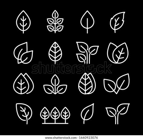 Set Icons Leaves Branches Trees Stock Vector Royalty Free 1660923076